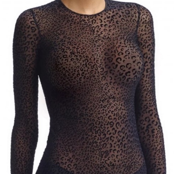 Commando | Tops | Commando Chic Black Mesh Leopard Animal Print Sheer ...